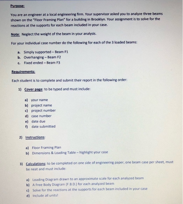 Purpose: You are an engineer at a local engineering | Chegg.com