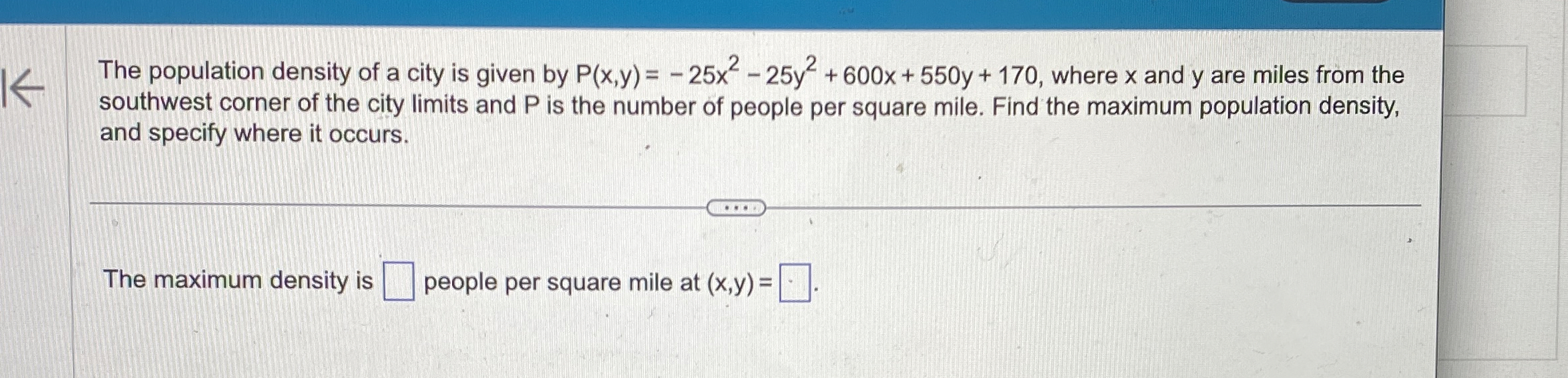 Solved The population density of a city is given by | Chegg.com