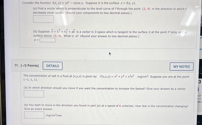 Solved Consider the function f(x,y)=(ex−x)cosy. Suppose s is | Chegg.com
