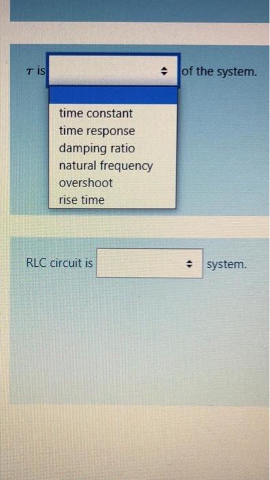 Solved > Tis of the system RLC circuit is • system Tis • | Chegg.com
