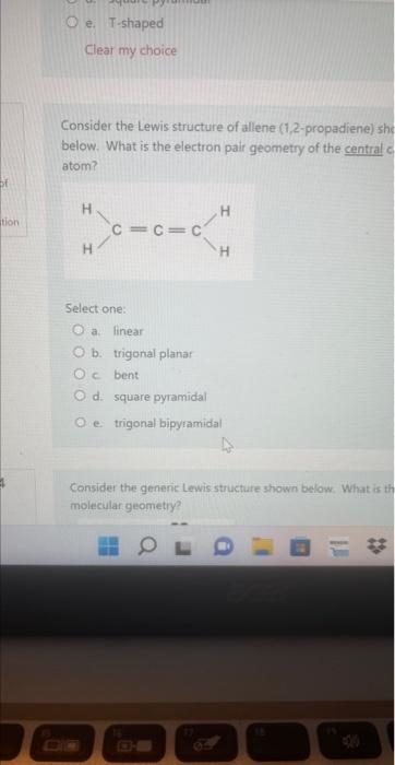 Solved e. T-shaped Clear my choice Consider the Lewis | Chegg.com