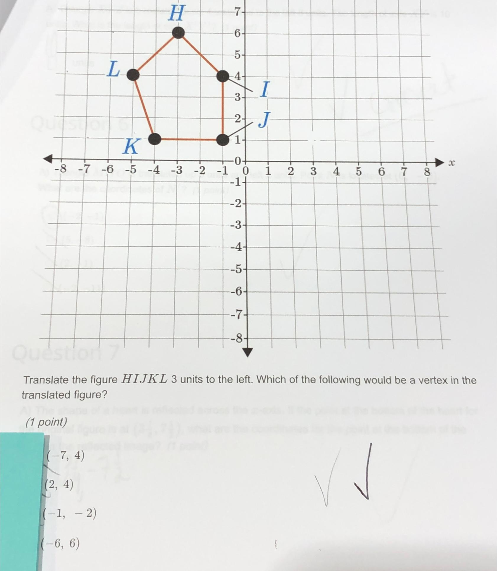 Solved Translate the figure HIJKL3 ﻿units to the left. Which | Chegg.com
