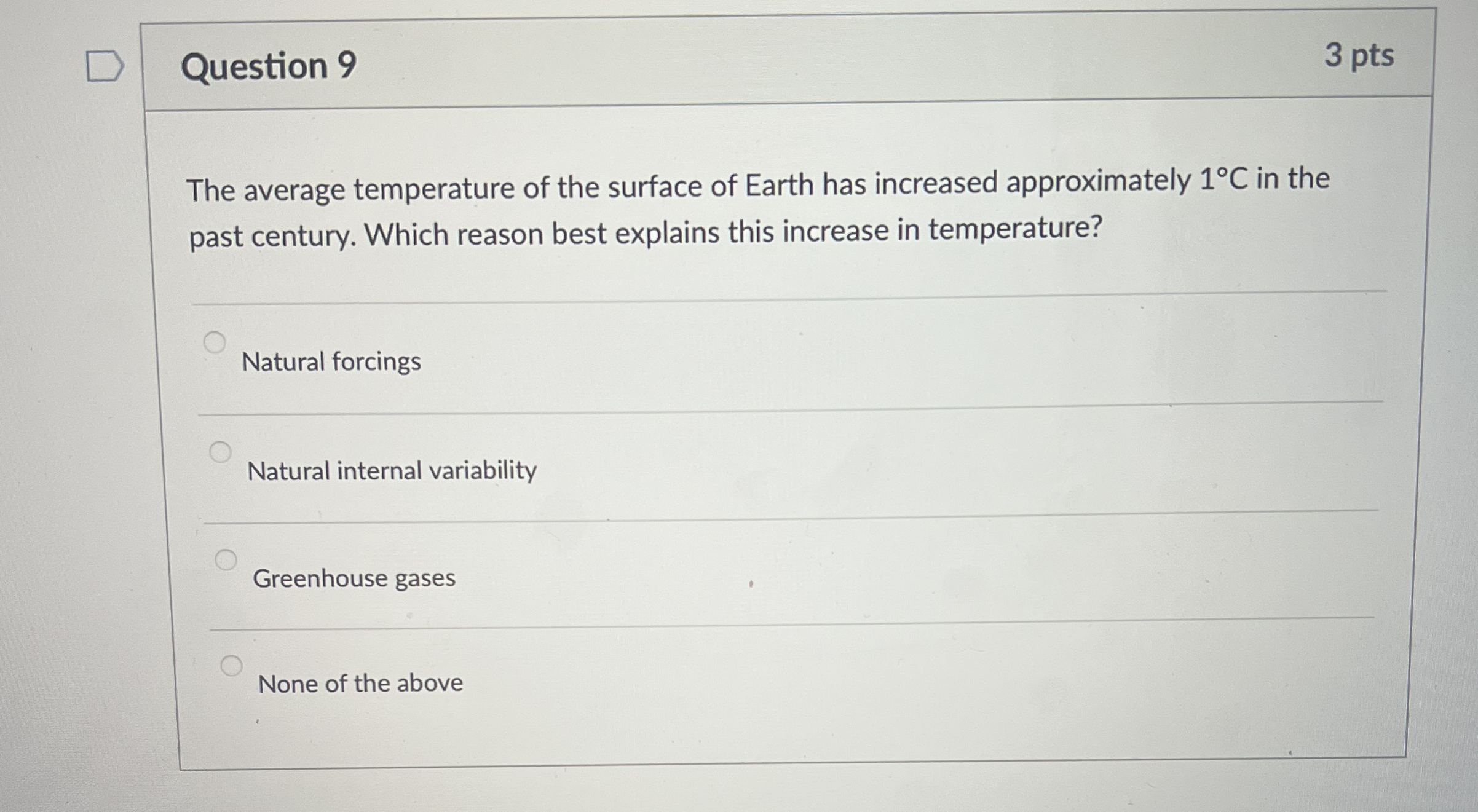 Solved Question 93 ﻿ptsThe average temperature of the | Chegg.com