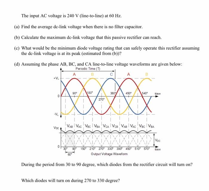 Solved 2. A full-wave three-phase passive rectifier is given | Chegg.com