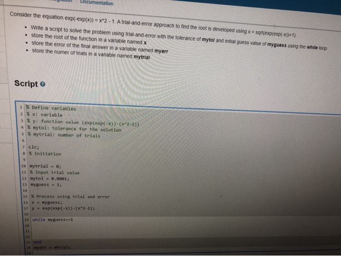 Documentation Consider the equation exp(-exp(x)) = | Chegg.com