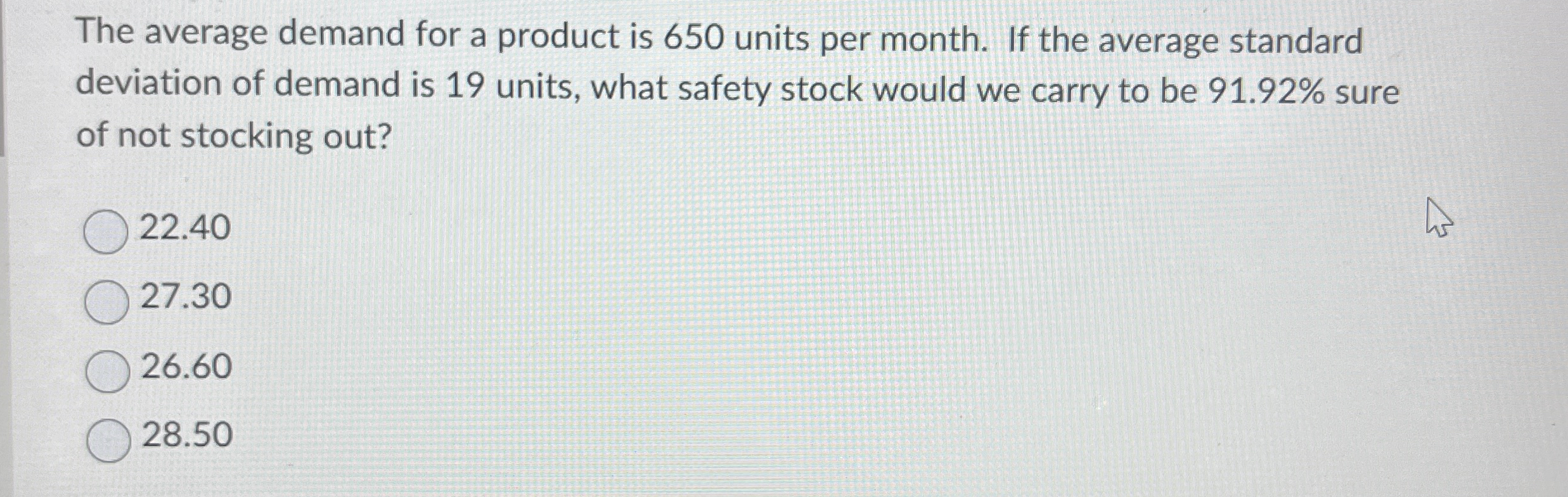 Solved The average demand for a product is 650 ﻿units per | Chegg.com