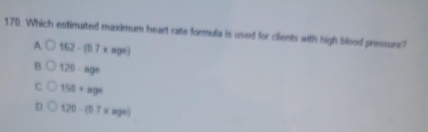 what estimated maximum heart rate formula is used for | Chegg.com