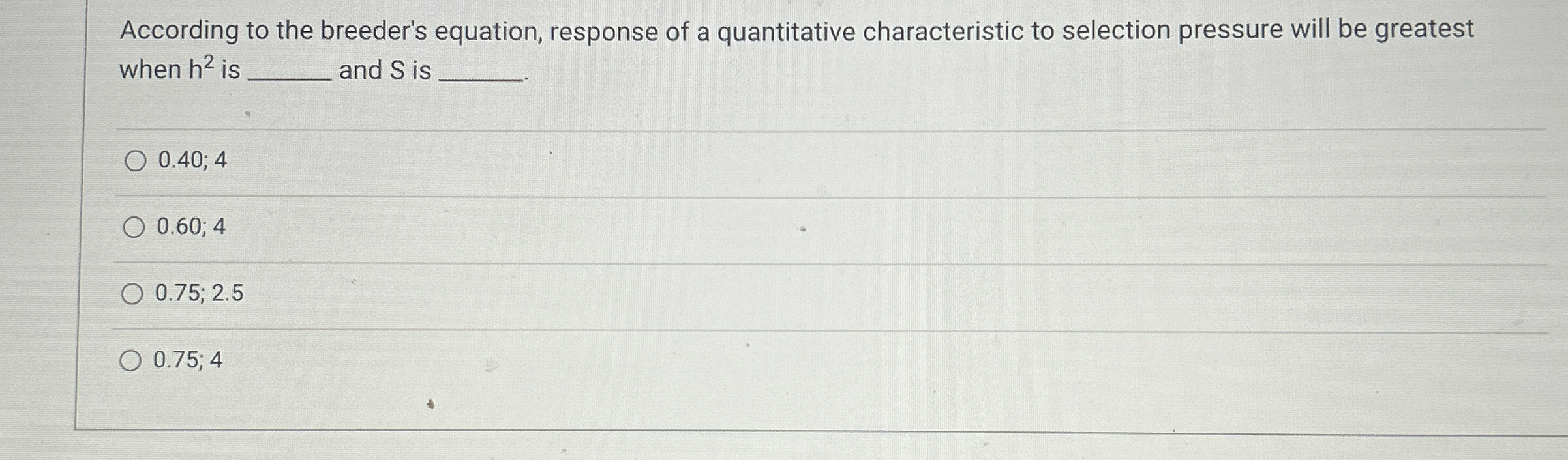 Solved According to the breeder's equation, response of a | Chegg.com