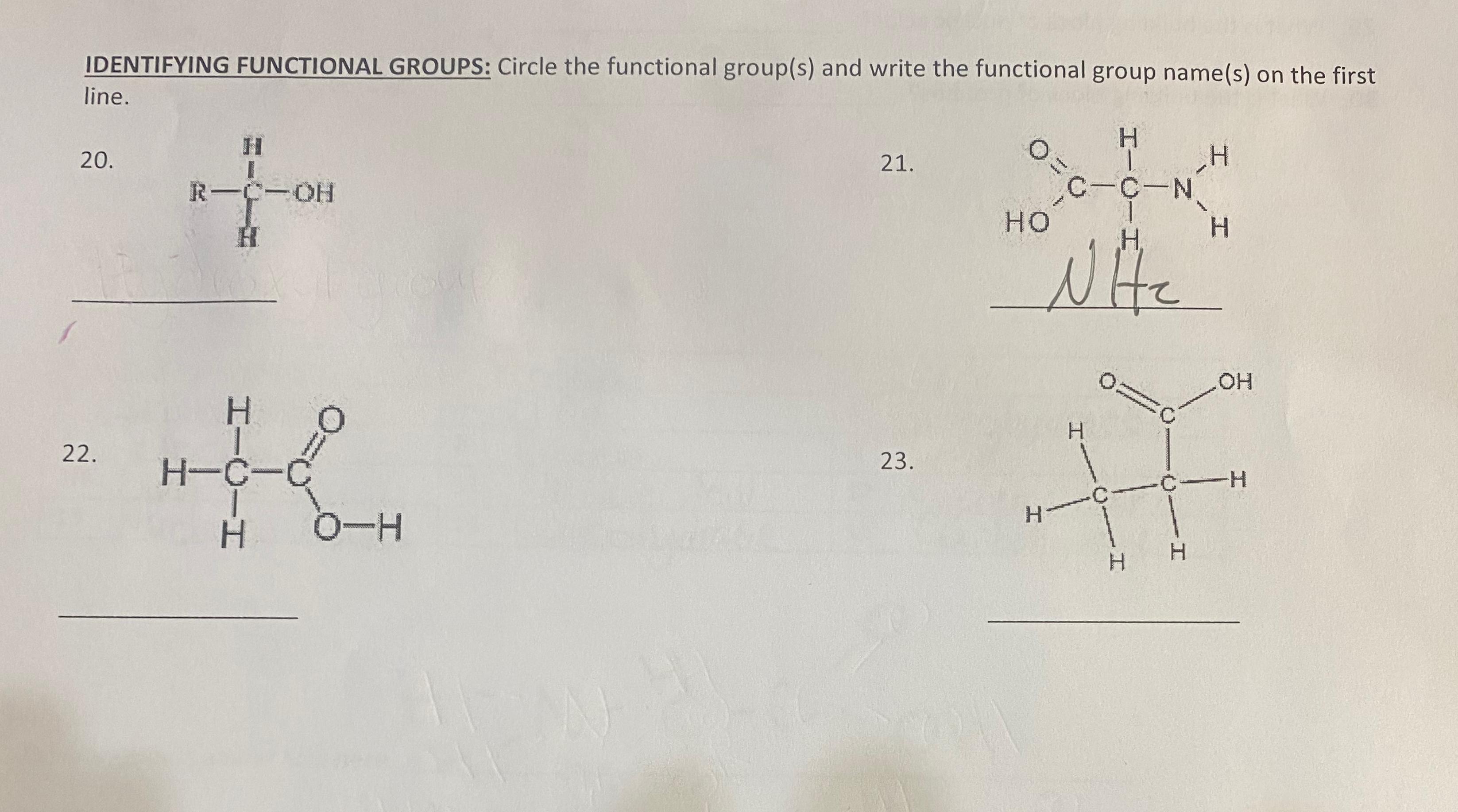 Solved IDENTIFYING FUNCTIONAL GROUPS: Circle the functional | Chegg.com