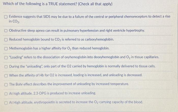 Solved Which of the following is a TRUE statement? (Check | Chegg.com
