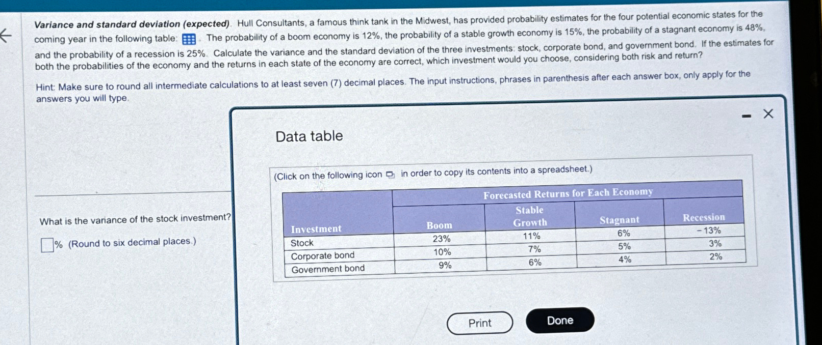 Solved Variance and standard deviation (expected). ﻿Hull | Chegg.com