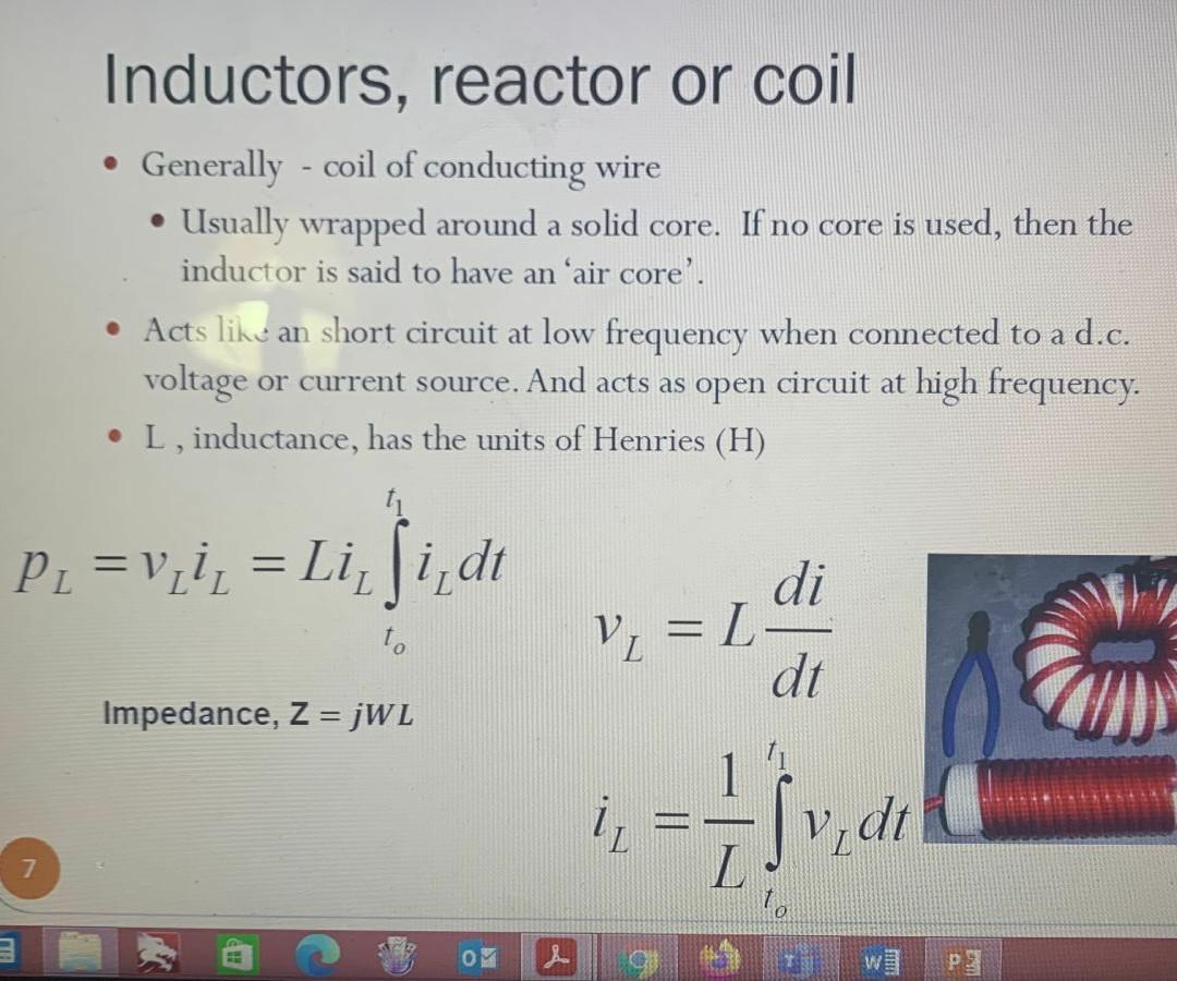 Solved a Inductors, reactor or coil • Generally - coil of | Chegg.com