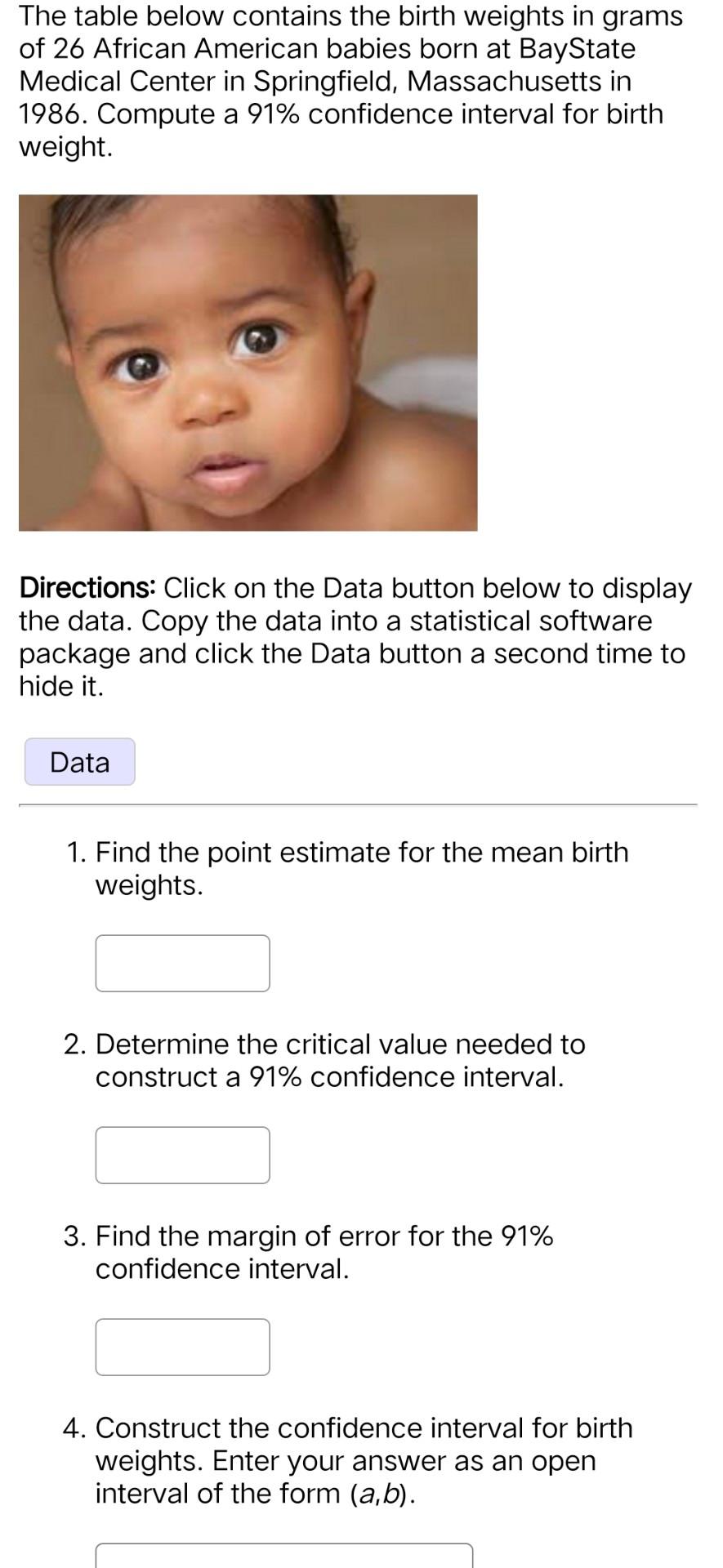 Solved The table below contains the birth weights in grams | Chegg.com