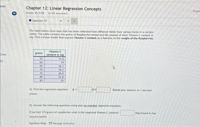 Solved The table below show data that has been collected | Chegg.com