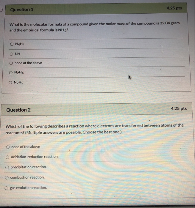 Solved Question 1 4.25 pts What is the molecular formula of | Chegg.com
