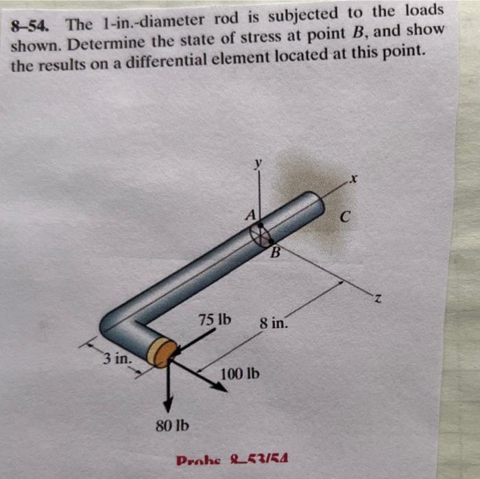 Solved 8-54. The 1-in.-diameter rod is subjected to the | Chegg.com