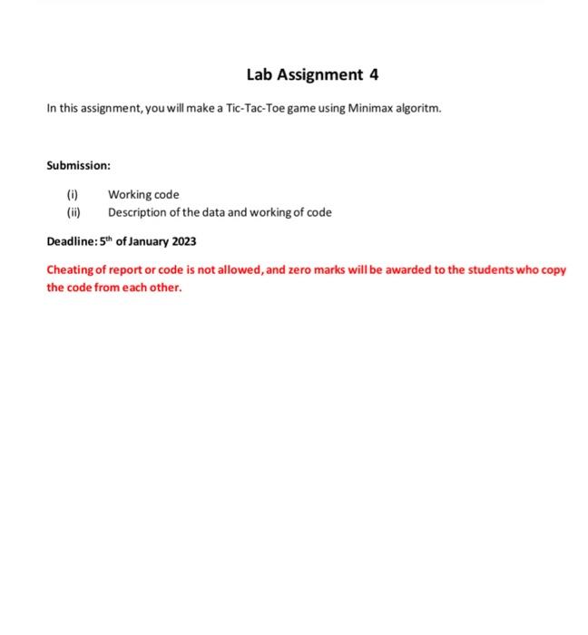 Solved You against an AI that uses minimax alg.No need for a | Chegg.com