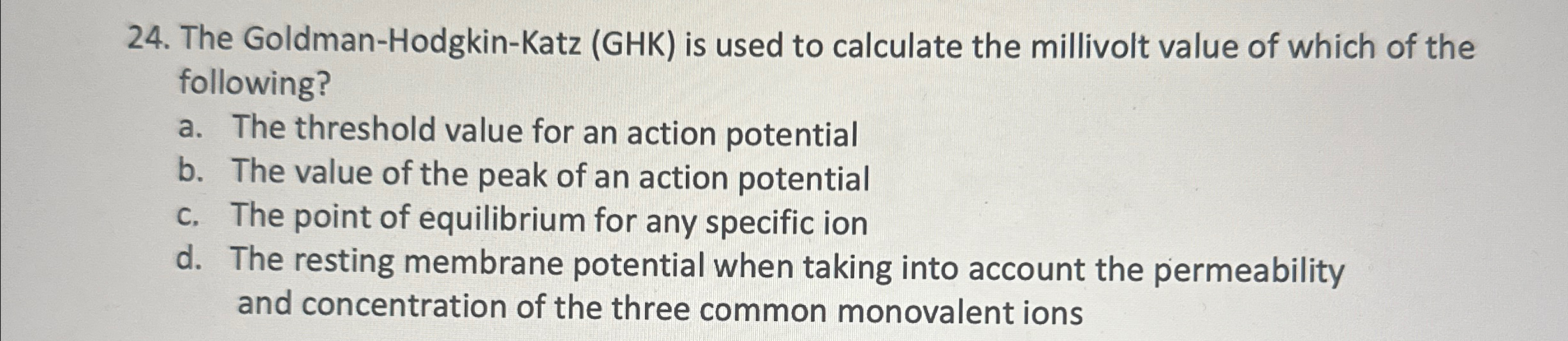 Solved The Goldman-Hodgkin-Katz (GHK) ﻿is used to calculate | Chegg.com