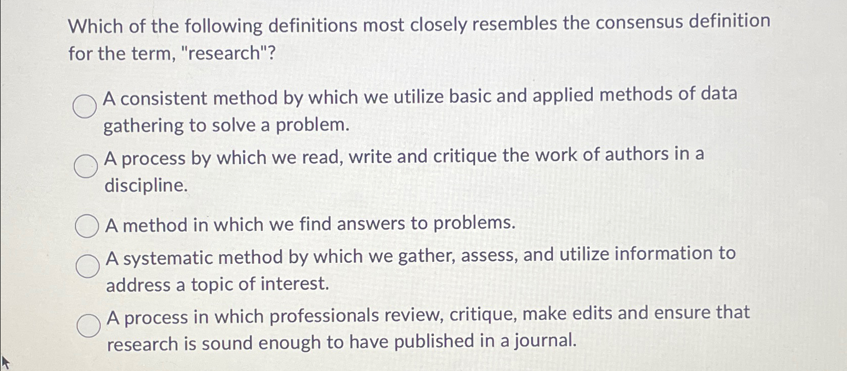 Solved Which of the following definitions most closely | Chegg.com