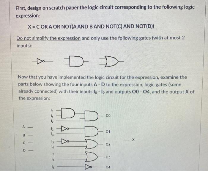 Solved First, design on scratch paper the logic circuit | Chegg.com