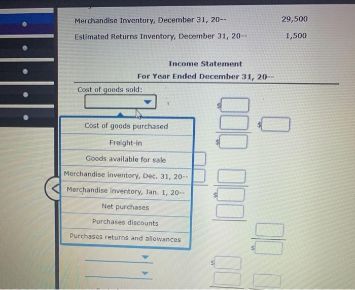 Solved Cost of Goods Sold Section, Multiple-Step Income | Chegg.com