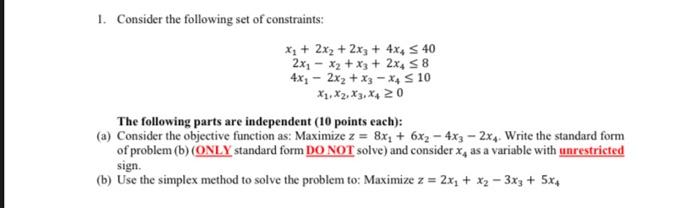 Solved 1. Consider the following set of constraints: | Chegg.com