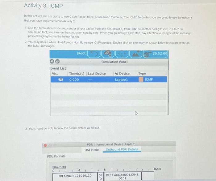 Activity 3: ICMP In this activity, we are going to | Chegg.com