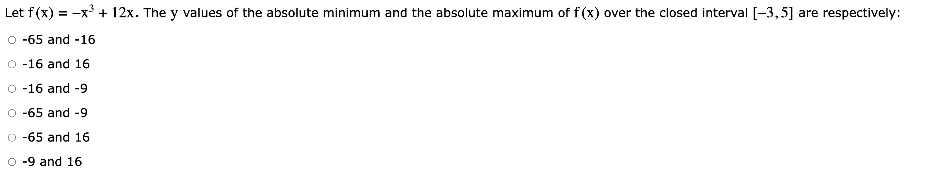 Solved Let f(x)=-x3+12x. ﻿The y ﻿values of the absolute | Chegg.com