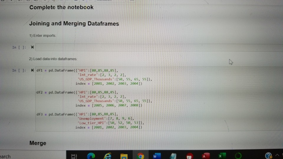 Solved Complete the notebook Joining and Merging Dataframes | Chegg.com