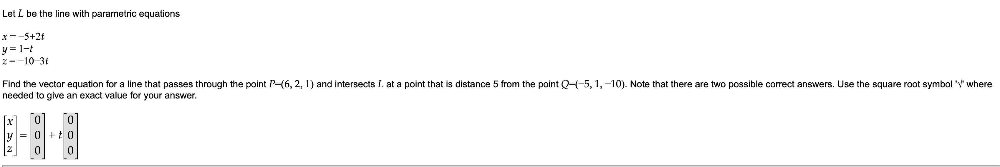 Solved Let L ﻿be the line with parametric | Chegg.com