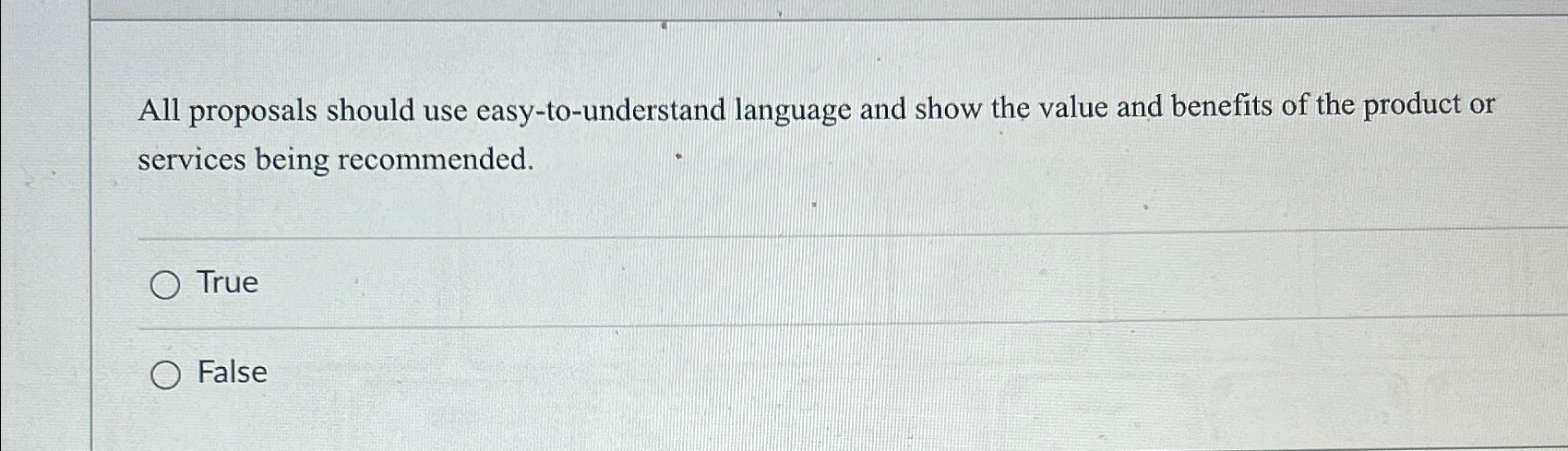 Solved All proposals should use easy-to-understand language | Chegg.com