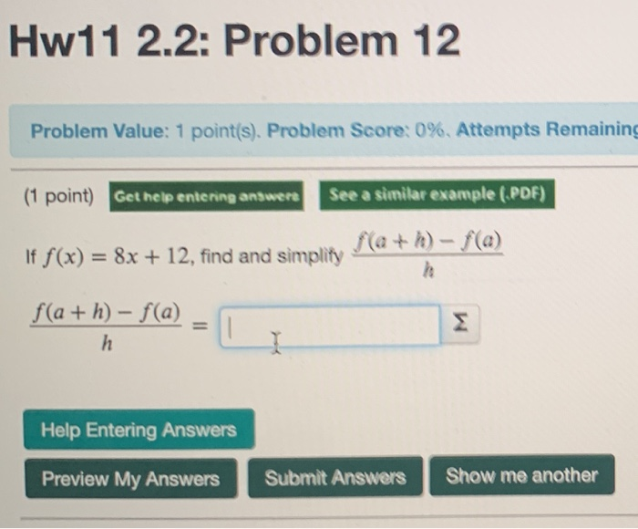 Solved Hw11 2.2: Problem 12 Problem Value: 1 point(s). | Chegg.com