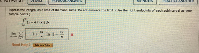 Solved NOTHER Express the integral as a limit of Riemann | Chegg.com