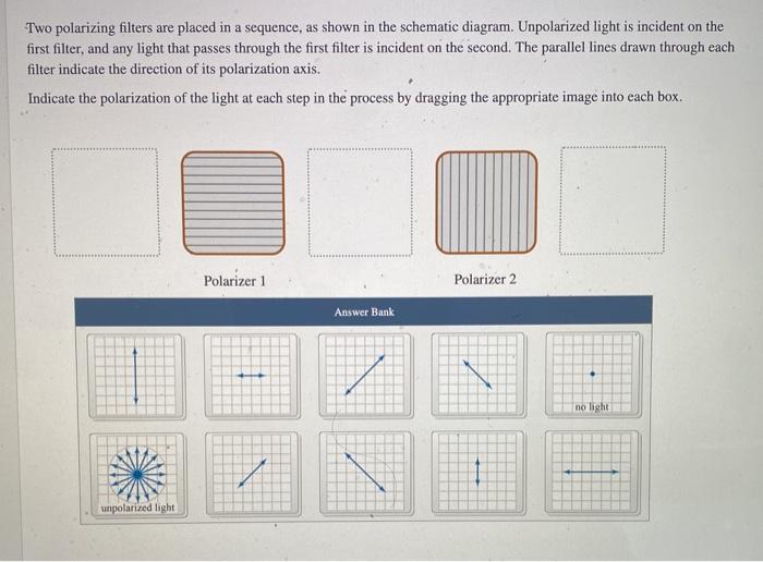 Solved Two polarizing filters are placed in a sequence, as | Chegg.com