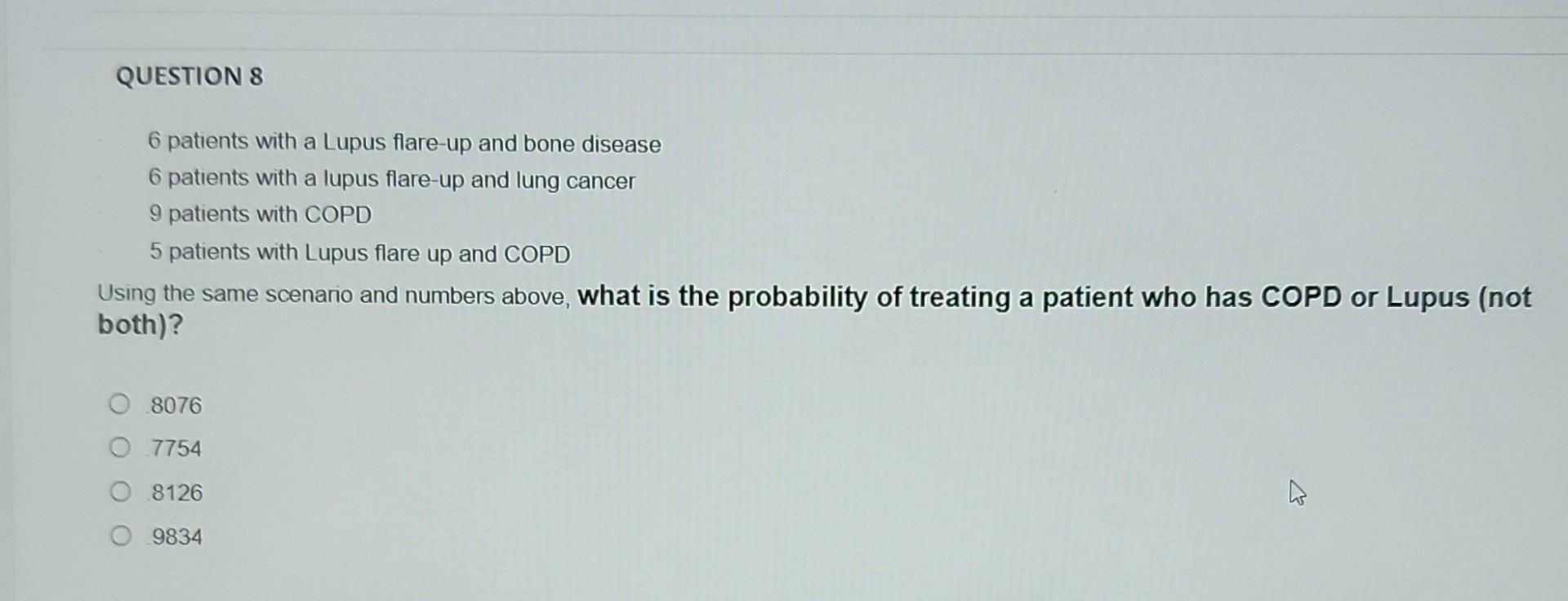 Solved 6 patients with a Lupus flare-up and bone disease 6 | Chegg.com
