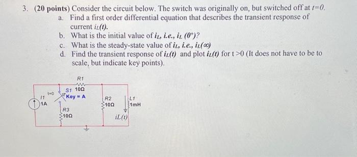 3. (20 points) Consider the circuit below. The switch | Chegg.com