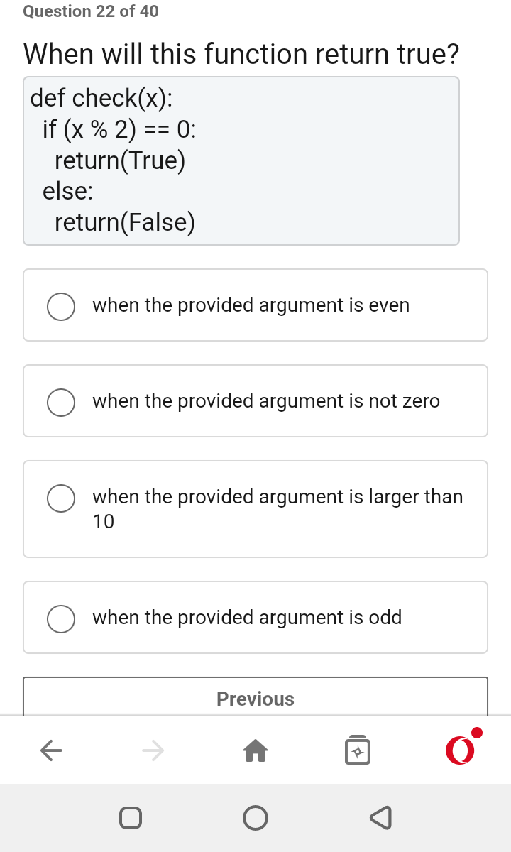 Solved Question 22 ﻿of 40When will this function return | Chegg.com