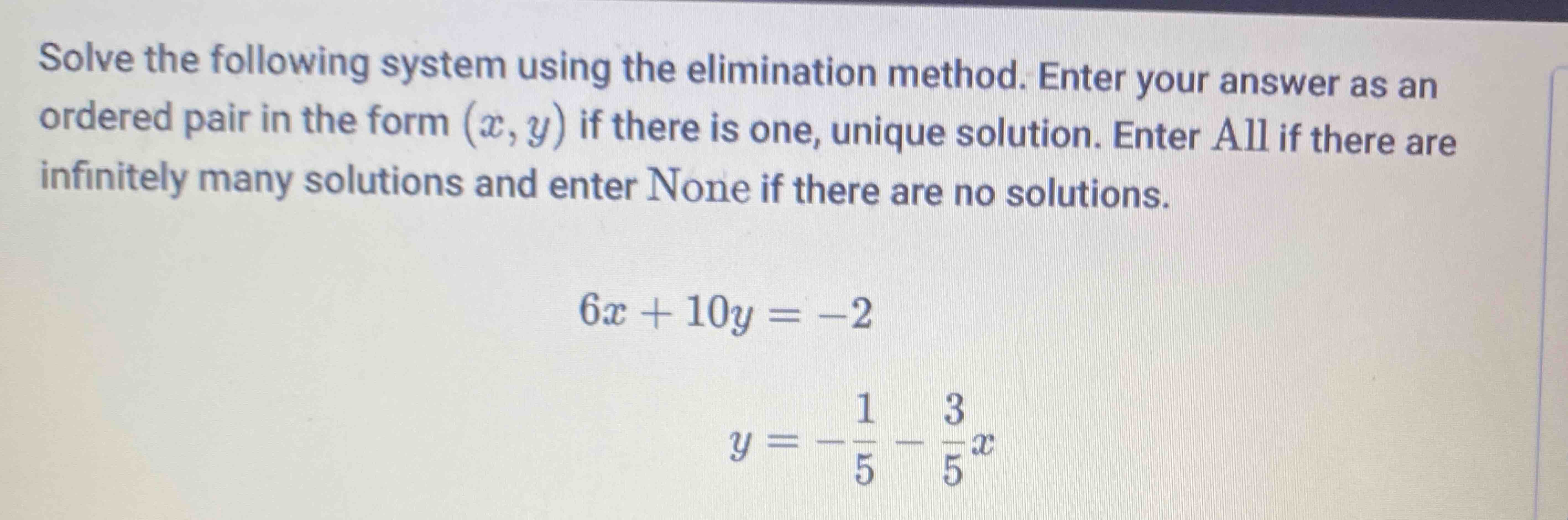 Solve the following system using the elimination | Chegg.com