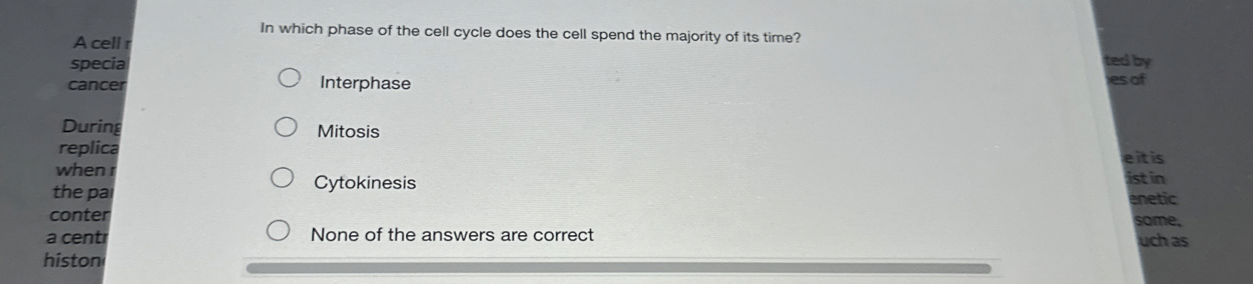 Solved A cell r ﻿In which phase of the cell cycle does the | Chegg.com