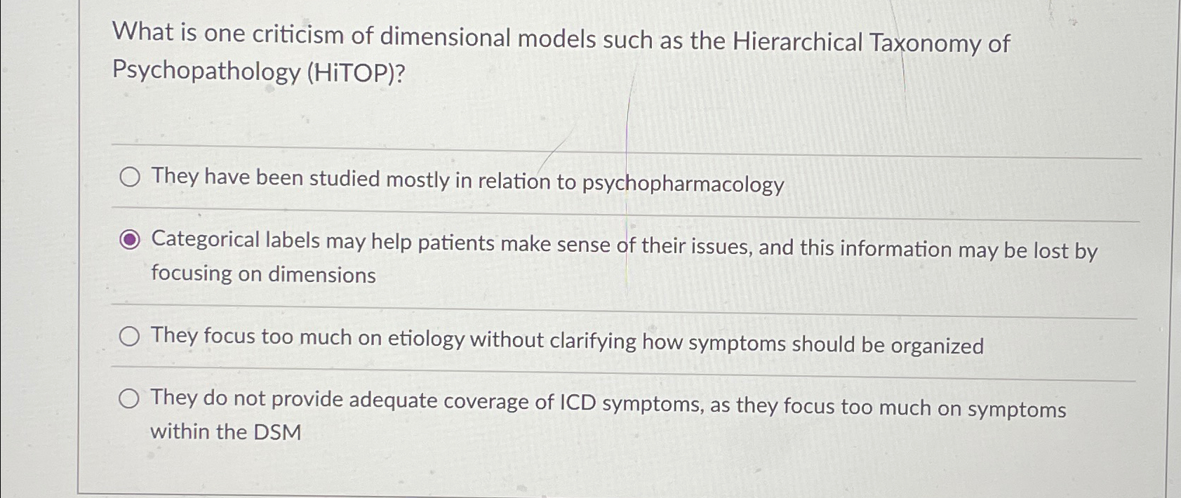 Solved What is one criticism of dimensional models such as | Chegg.com