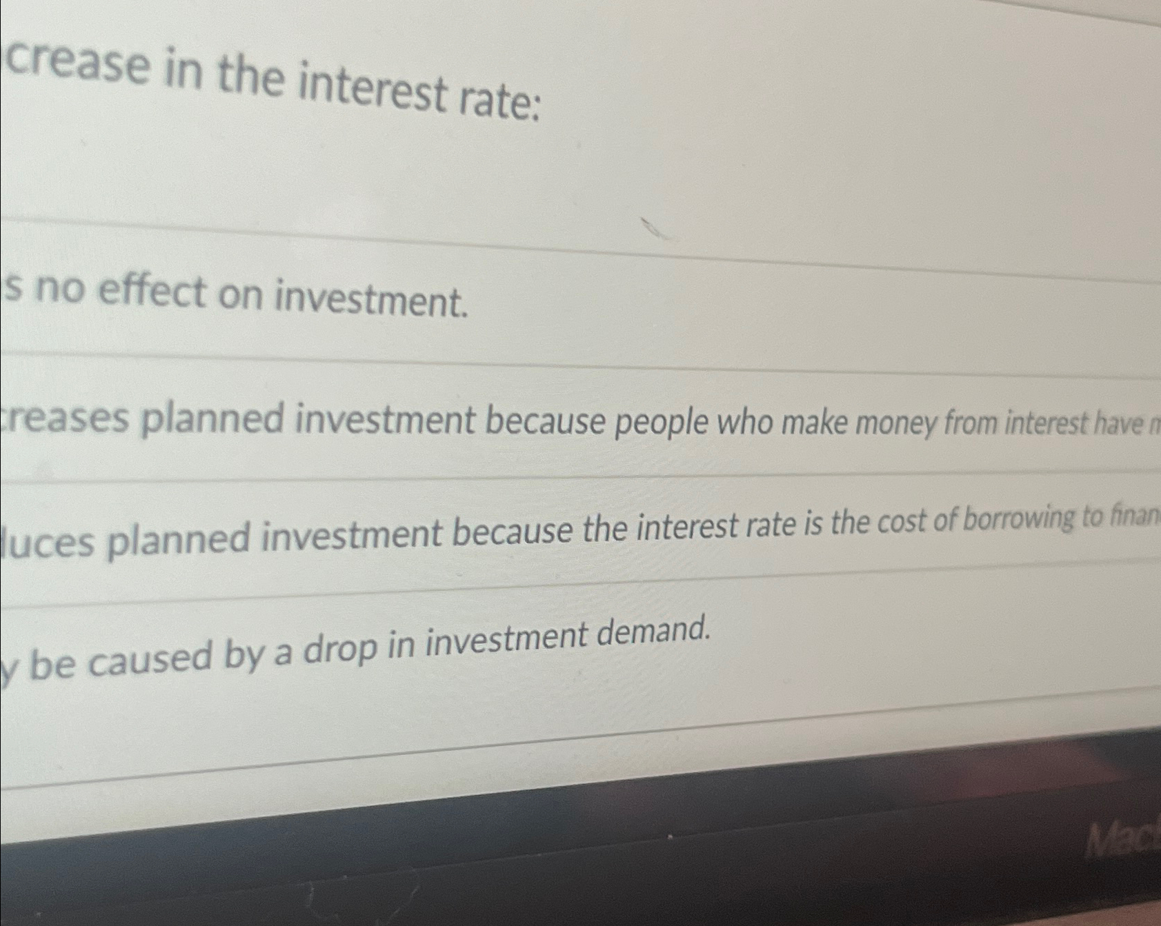Solved Increase in the interest rate;s ﻿no effect on | Chegg.com