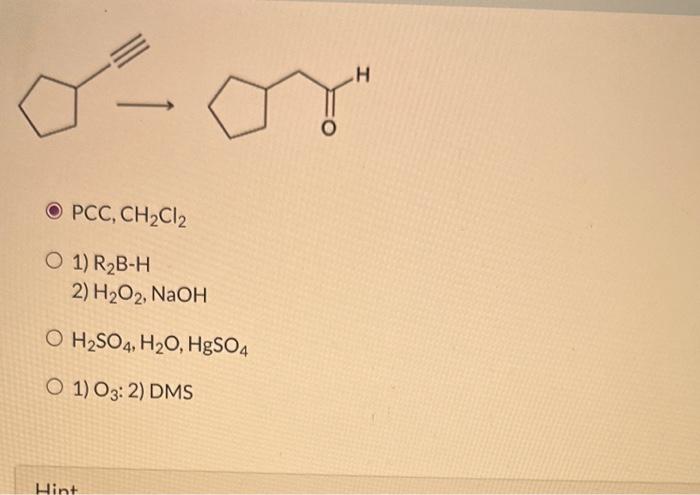 Solved 1) O3:2 ) DMS 1) R2 B−H 2) H2O2,NaOH H2SO4,H2O,HgSO4 | Chegg.com
