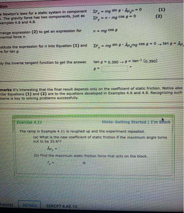 Solved Example 4.11 A Block on a Ramp Goal Apply the concept | Chegg.com