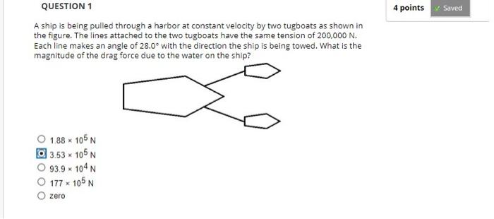 Solved A ship is being pulled through a harbor at constant | Chegg.com