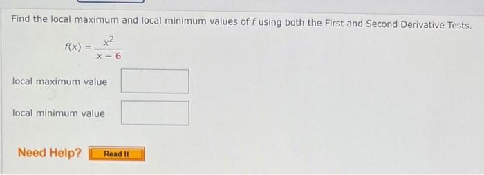 Solved Find the local maximum and local minimum values of f | Chegg.com