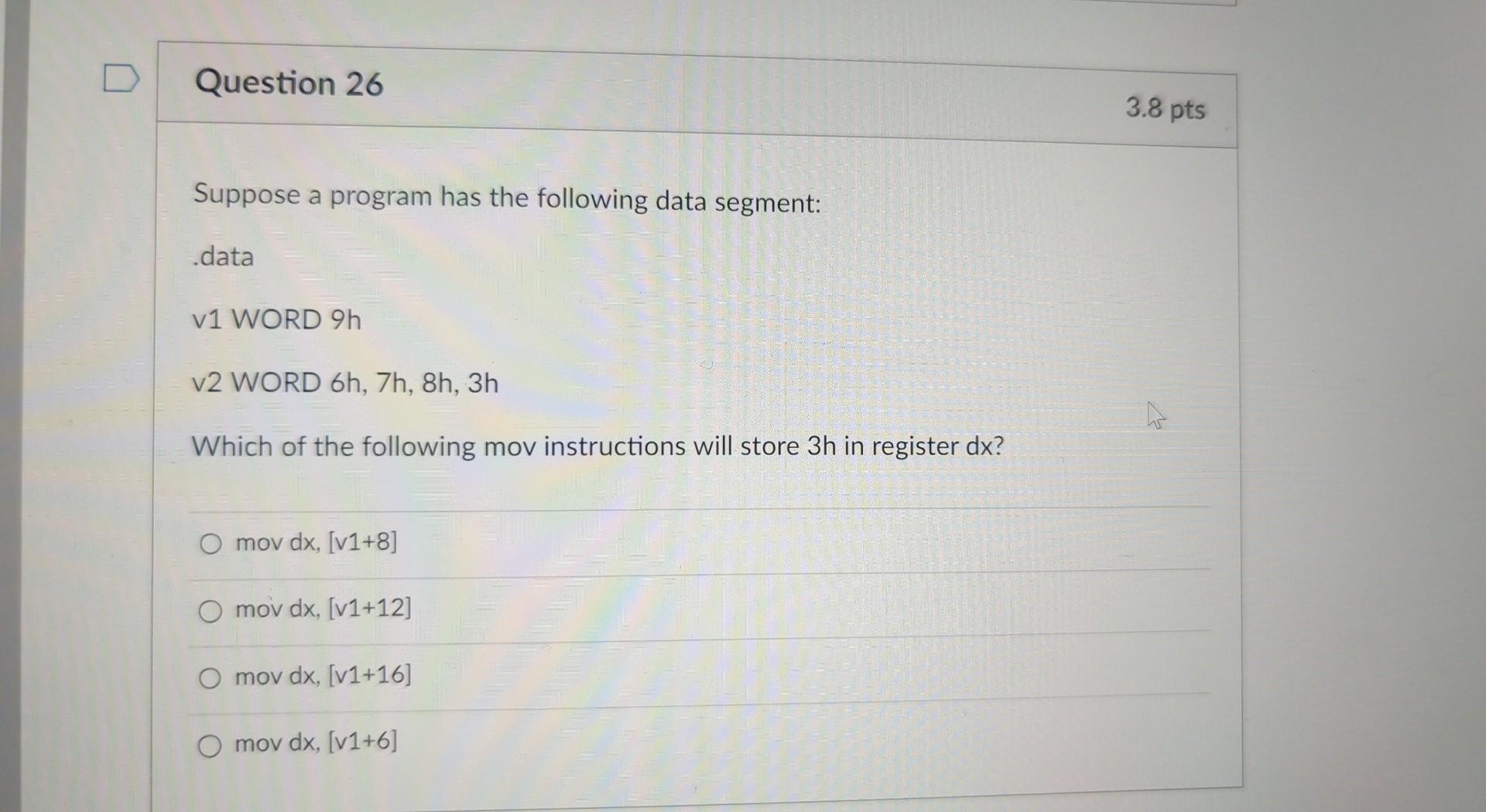 Solved Suppose a program has the following data segment: | Chegg.com