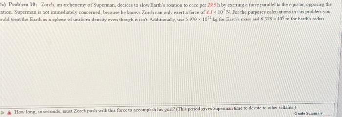 Solved Zorch, an archenemy of Superman, decides to slow | Chegg.com