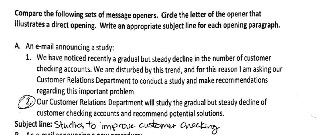 Solved Compare the following sets of message openers. Circle | Chegg.com