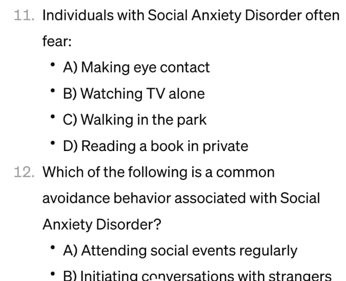 Solved Individuals with Social Anxiety Disorder often | Chegg.com