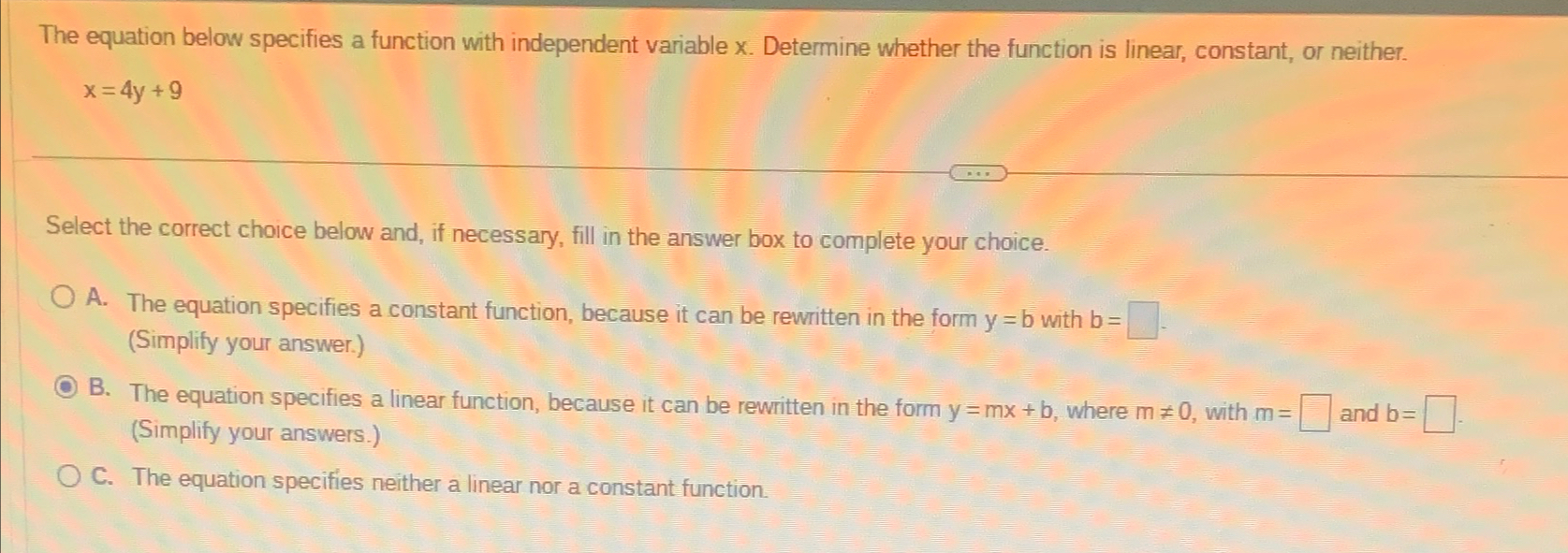 Solved The equation below specifies a function with | Chegg.com